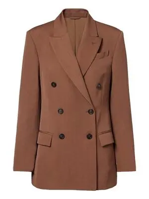 Brunello Cucinelli Double-breasted Wool-blend Blazer - Brown