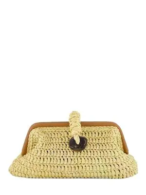 SERENA UZIYEL Delphine Raffia Crochet Clasp Clutch