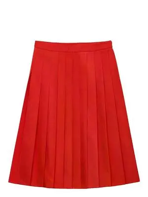 Prada Pleated Gabardine Midi-skirt - Red