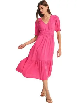 Velvet By Graham & Spencer Risselle Cotton Gauze Dress - Red