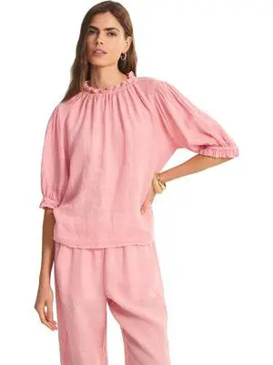Velvet By Graham & Spencer Rosabel Linen Top - Red