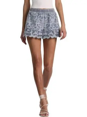 Alice + Olivia Kenley Eyelet Denim Shorts - Blue