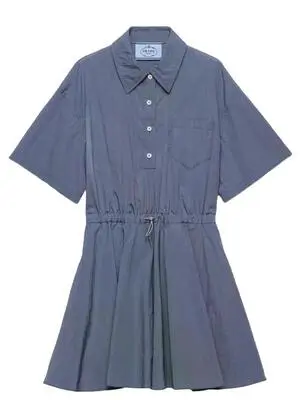 Prada Short-sleeved Technical Pongé Shirt Dress - Blue