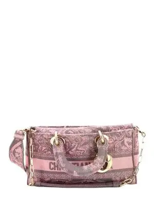 Dior Lady D-Joy Embroidered Canvas Medium Satchel Grey