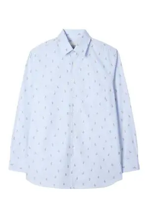 Paul Smith Pale 'little Rabbit' Fil Coupé Shirt - Blue