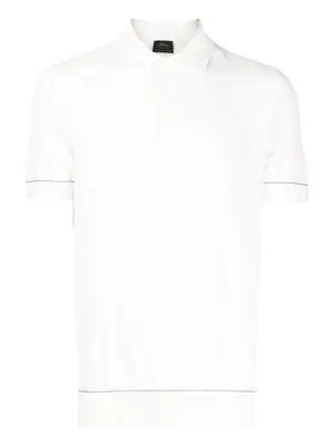 Brioni Cashmere And Cotton Blend Polo Shirt - White