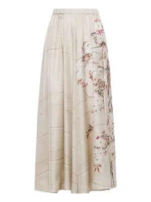 PIERRE-LOUIS MASCIA Printed Silk Skirt - Beige
