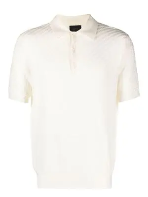 Brioni Cashmere And Cotton Blend Polo Shirt - White