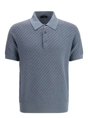 Brioni Cotton And Cashmere Polo Shirt - Sky Blue