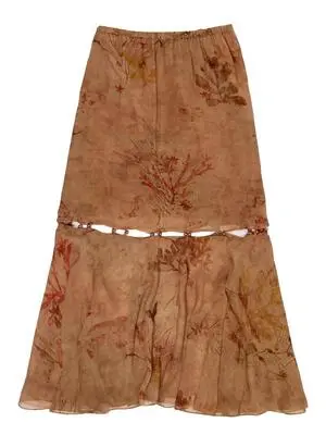 Bimba Y Lola Floral Cutout Midi Skirt - Neutrals