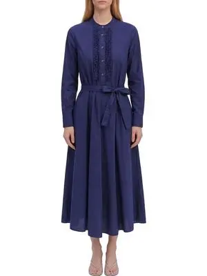 Aspesi Cotton Ruffled Shirtdress - Blue