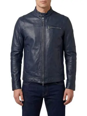 Peuterey Peuterey Leather Biker Jacket Blue