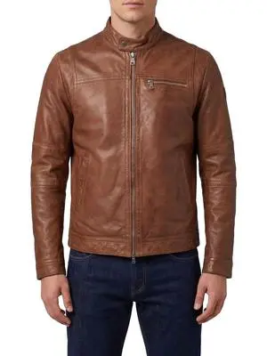 Peuterey Peuterey Leather Biker Jacket Brown