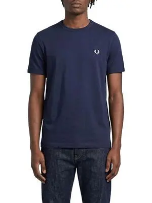 Fred Perry Cotton T-shirt With Embroidered Logo - Blue