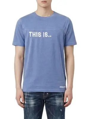 Dsquared2 Cotton T-shirt With Slogan Print - Blue