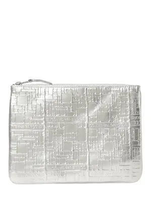 Comme Des Garçons Embossed Leather Pouch - Silver