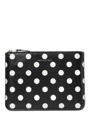 Comme Des Garçons Polka Dot Leather Pouch - Black