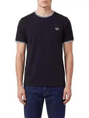 Fred Perry Cotton T-shirt With Logo Blue