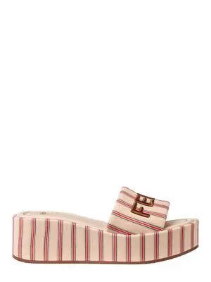 Fendi Ff Canvas Platform Slides - Multicolour