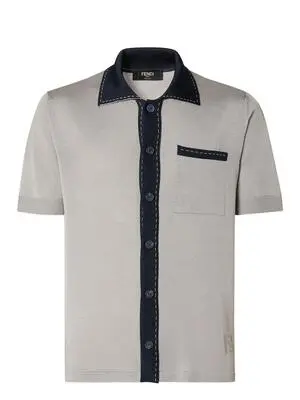 Fendi Short-sleeved Cardigan With Ff Logo - Grey