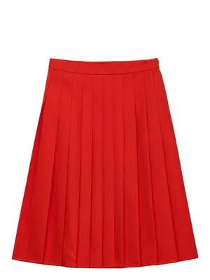 Prada Pleated Gabardine Midi-skirt - Red