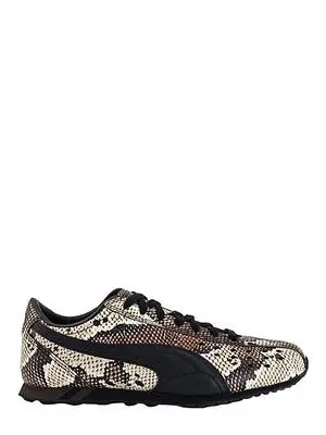 PUMA Sprint Printed Leather Trainers - Russet Brown Puma Black