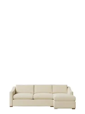 Quince Hollis Slope Arm Chaise Sectional In Performance Chenille Linen Blend - Eggshell