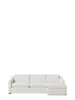 Quince Hollis Slope Arm Chaise Sectional In Performance Chenille Linen Blend - Marshmallow