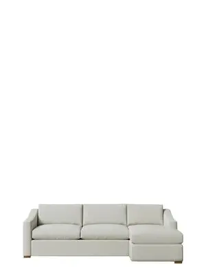 Quince Hollis Slope Arm Chaise Sectional In Performance Chenille Linen Blend - Sorrell