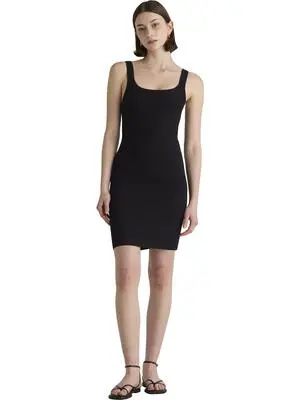Quince Square Neck Ribbed Knit Mini Dress Black