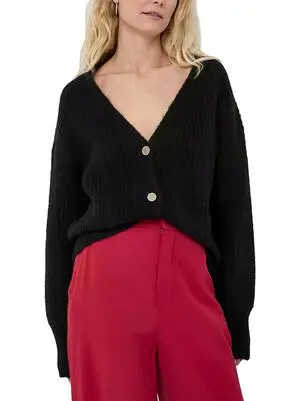 MORGAN V-neck Cardigan With Button Fastening - Black