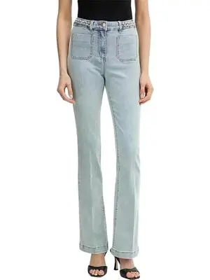 MORGAN Braided Trim Denim Jeans - Blue