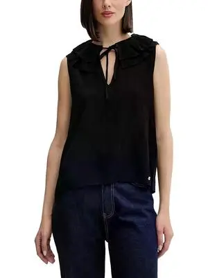 PEDRO DEL HIERRO Ruffled-neck Blouse - Black