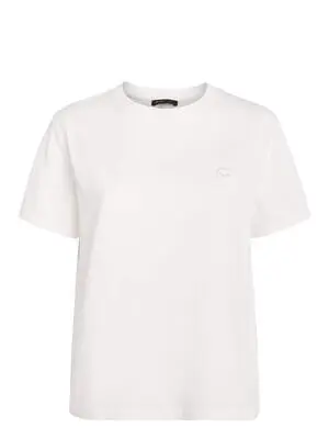 Maje Cotton T-shirt With Embroidered Logo - White