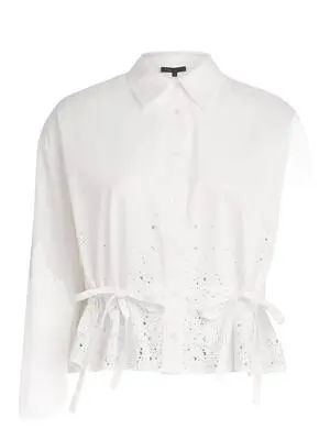 Maje Cotton Embellished Blouse - White