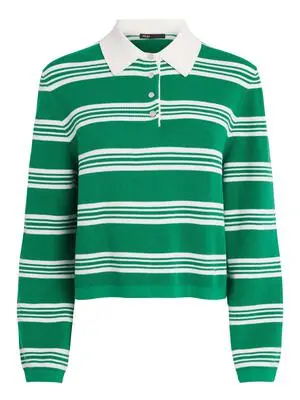 Maje Striped Polo Sweater - Green