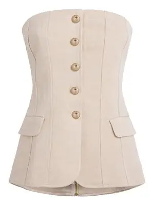 Maje Tailored Bustier Top - Beige