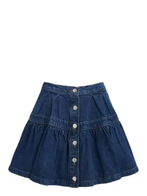 Maje Denim Mini Skirt With Button Detail - Blue