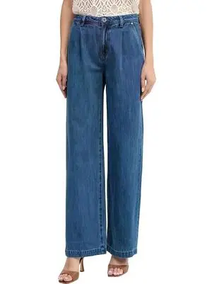 MORGAN Pleated Wide Leg Trousers - Blue