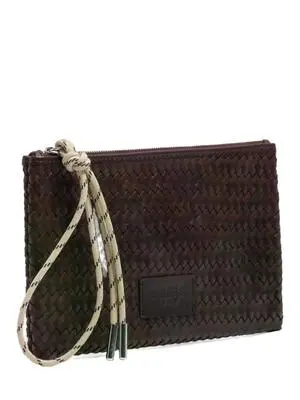 Bimba Y Lola Woven Zip Wallet With Knotted Handle - Brown