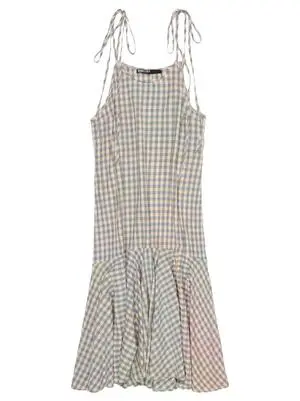 Bimba Y Lola Checked Midi Dress With Tie Straps - Blue