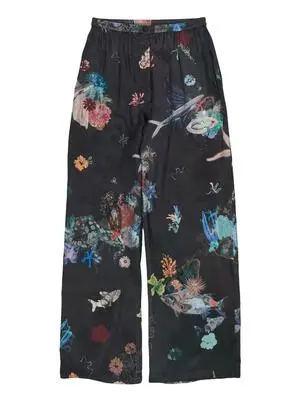 Bimba Y Lola Floral Print Loose Fit Trousers - Black