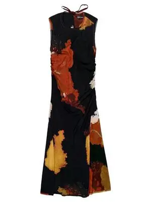 Bimba Y Lola Printed Tie-fastening Midi Dress - Black