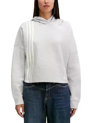 Adidas Three-stripe Cropped Hoodie - Grey