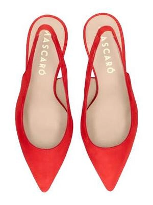 MASCARO Suede Pointed Toe Slingback High Heels - Red