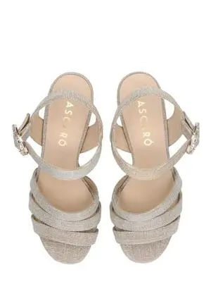 MASCARO Block Heel Buckle Sandal - Metallic Gold