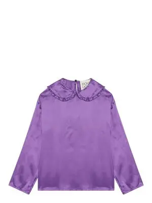 DOUUOD Satin Peter Pan Collar Blouse - Orange