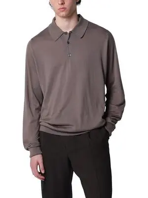 John Smedley Finchley Moss Cotton Polo Shirt - Beige