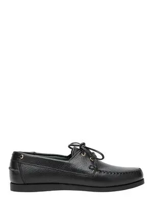 VINNY'S Leather Boat Shoes - Black