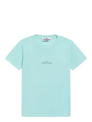 Stone Island Cotton T-shirt With Logo - Light Blue